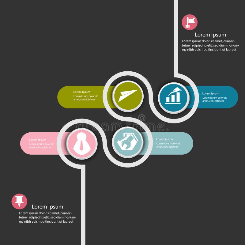 Business Data Infographic, Process Chart with 4steps, Vector and ...