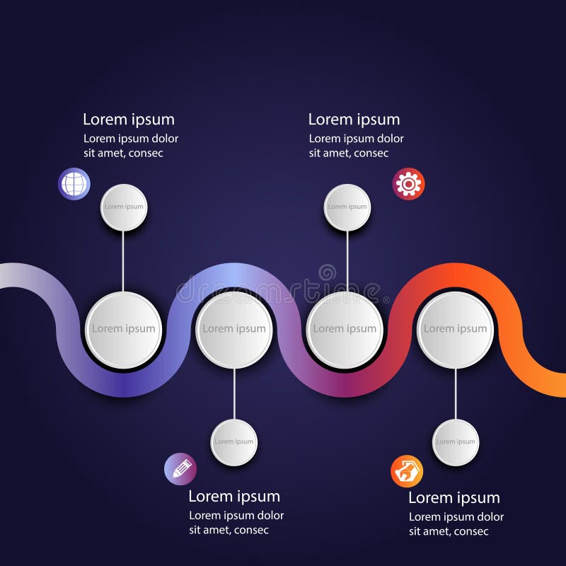 Business Data Infographic, Process Chart with 4 Steps, Vector and ...