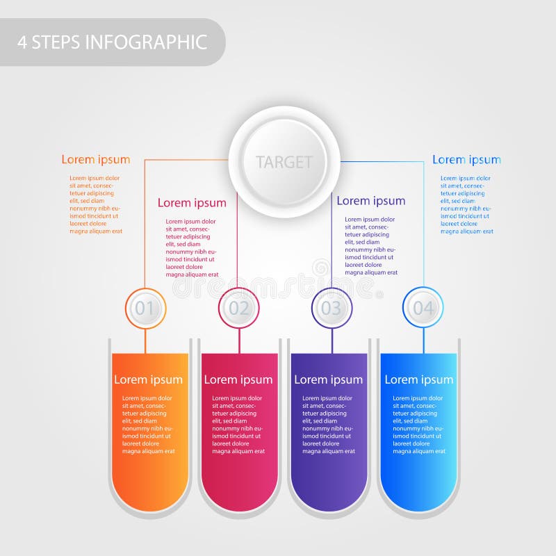 Business Data Infographic, Process Chart with 4 Steps, Vector and ...