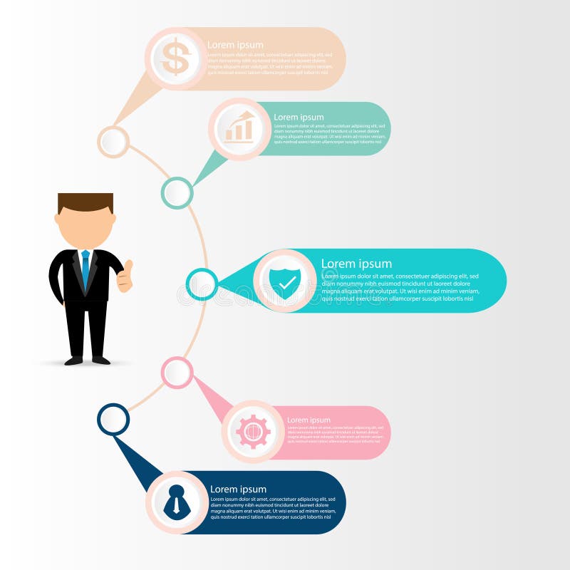 Business Data Infographic, Process Chart with 5 Steps, Vector and ...