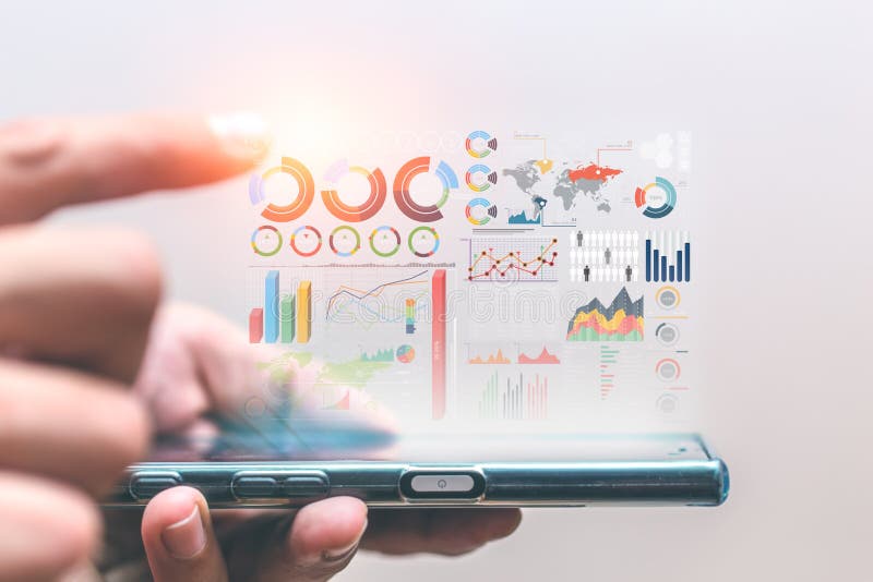 Business Data Infomation Bring Out from Smartphone Stock Photo - Image ...