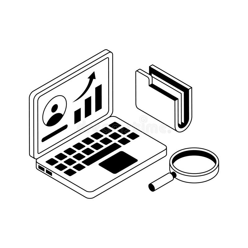 Business Data Laptop Icon Designed in Isometric Style Stock ...