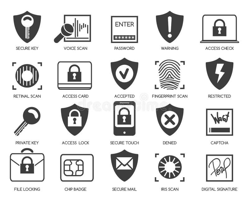 Security web icons set stock vector. Illustration of design - 34490984