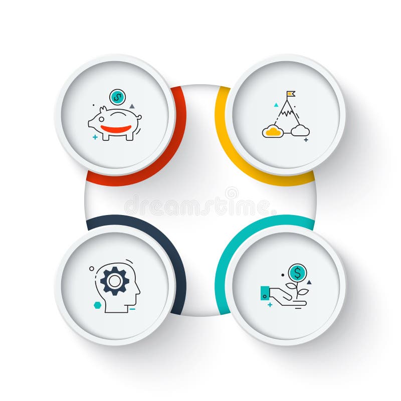 Business Data Visualization. Circle Elements of Cycle Diagram with 4 ...
