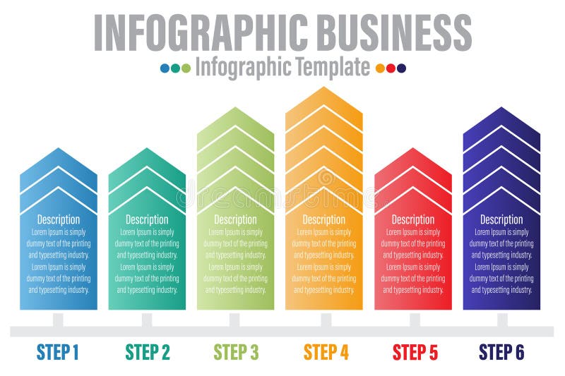 Business Data Visualization, Infographic Template with Six 6 Steps or ...