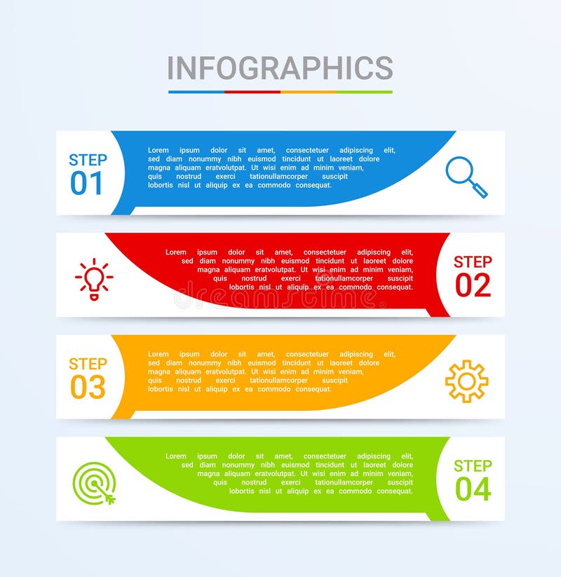 Business Data Visualization, Infographic Template with 4 Steps on Blue ...
