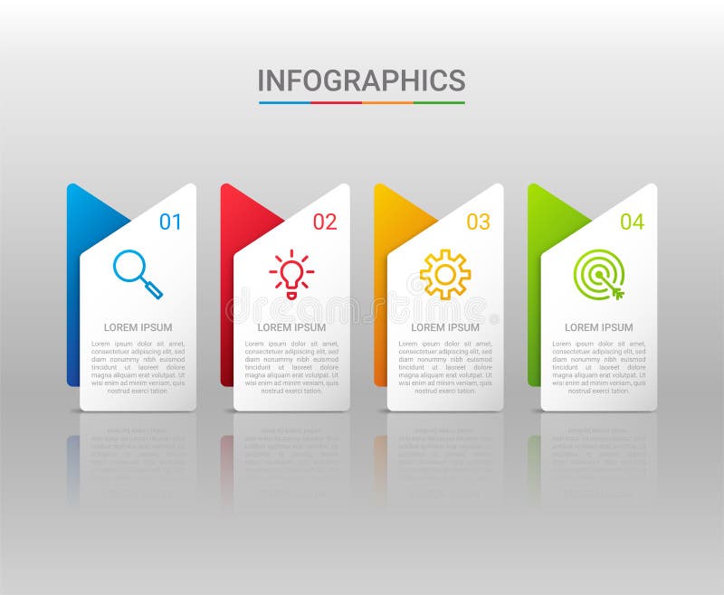 Business Data Visualization, Infographic Template with 4 Steps on Gray ...