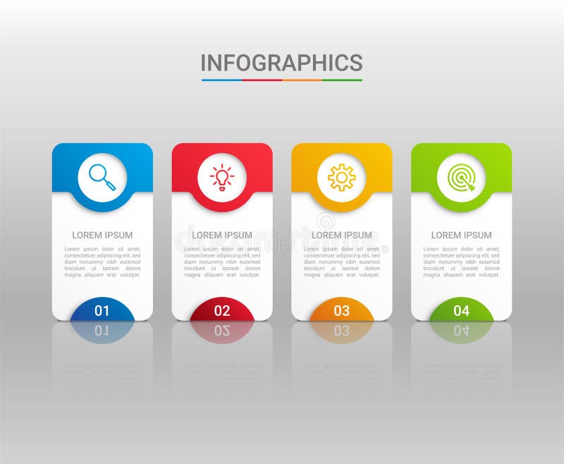 Business Data Visualization, Infographic Template with 4 Steps on Gray ...