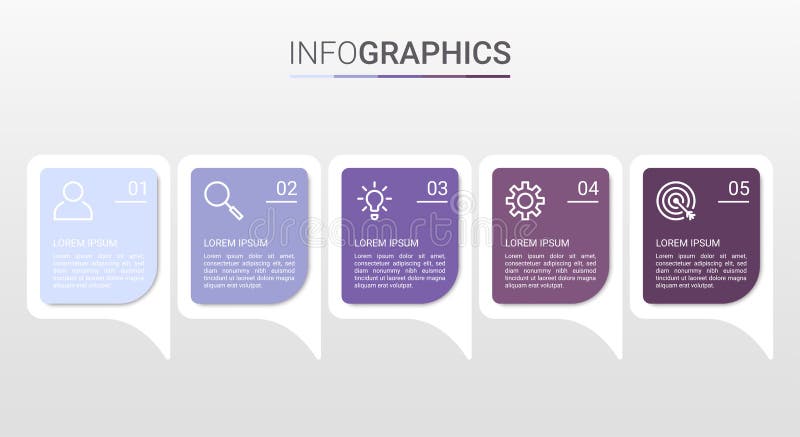 Business Data Visualization, Infographic Template with 5 Steps on Gray ...