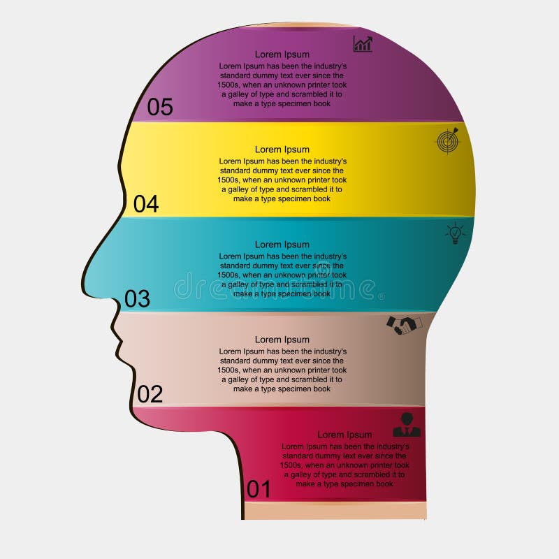 Infographic Head on Five Steps Stock Illustration - Illustration of ...
