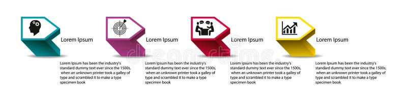 Four-step Infographics are Curved with Text Inside Stock Illustration ...