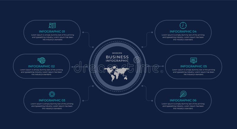Business Infographic with 6 Steps Stock Illustration - Illustration of ...