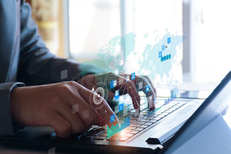 Business Database Analysis Concept. Businessman Analyzing Economic Data ...