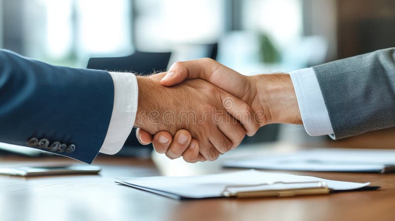 Business Partners Sealing Deal Modern Office Setting Stock Photos ...