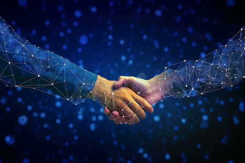 Business Deal Handshake in Glowing Background, Generative AI Stock ...