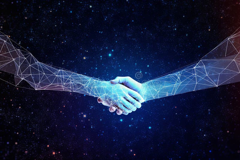 Business Deal Handshake in Glowing Background, Generative AI Stock ...