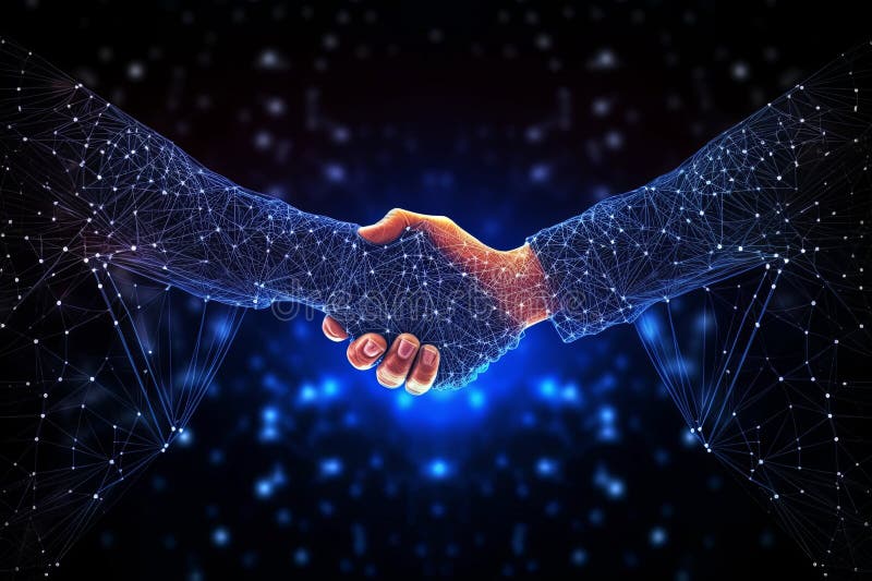 Business Deal Handshake in Glowing Background, Generative AI Stock ...