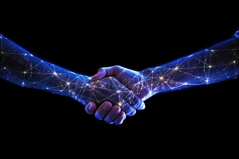 Business Deal Handshake in Glowing Background, Generative AI Stock ...