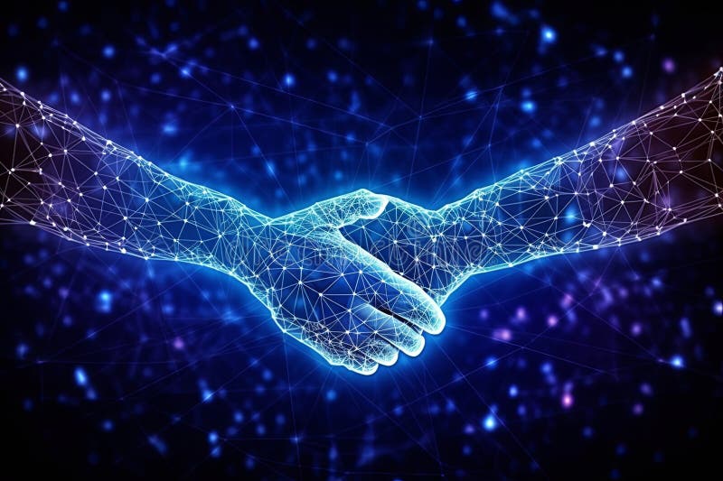 Business Deal Handshake in Glowing Background, Generative AI Stock ...