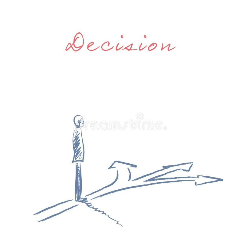 Business Decision Making Concept In Hand Drawn Sketch Vector With