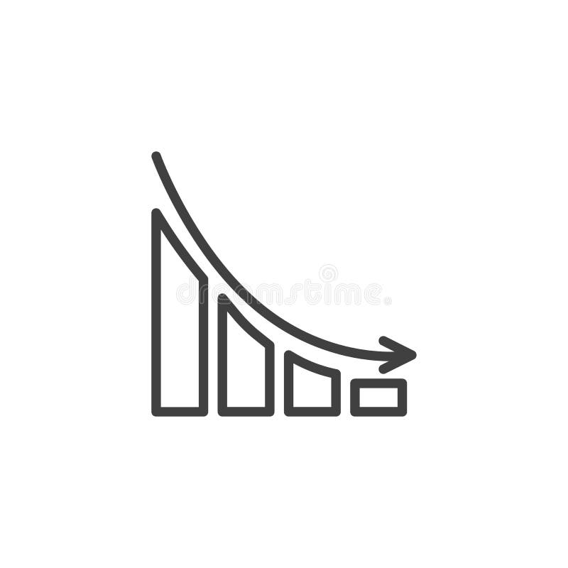 Business Decline Graph Line Icon Stock Vector - Illustration of pixel ...