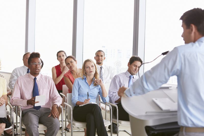 Business Delegates Listening To Presentation at Conference Stock Photo ...