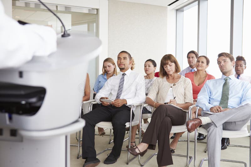 Business Delegates Listening To Presentation at Conference Stock Photo ...