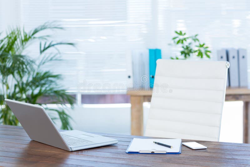 Business Desk with Laptop and Notebook Stock Image - Image of wireless ...