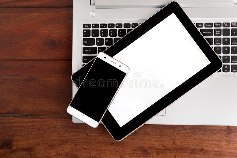 Business Desk, Set of Modern Computer Devices Stock Photo - Image of ...