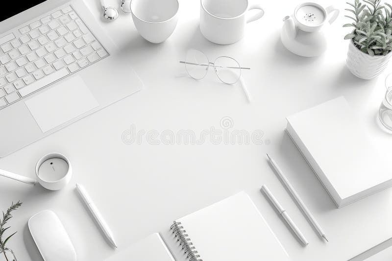 Business Desk White and Clean Design Professional. Stock Image - Image ...