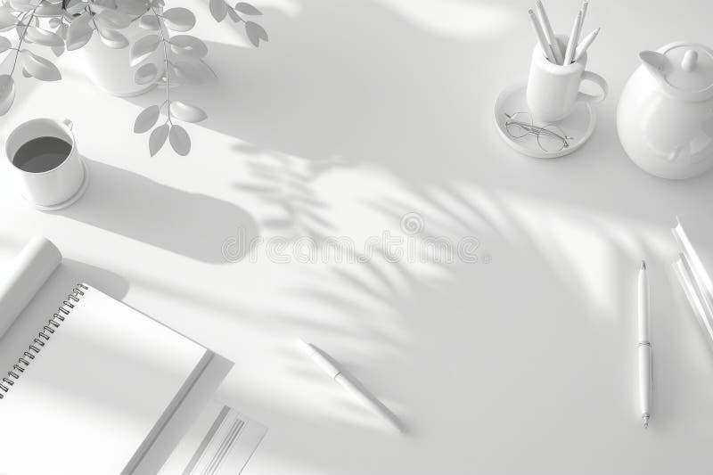 Business Desk White and Clean Design Professional. Stock Photo - Image ...