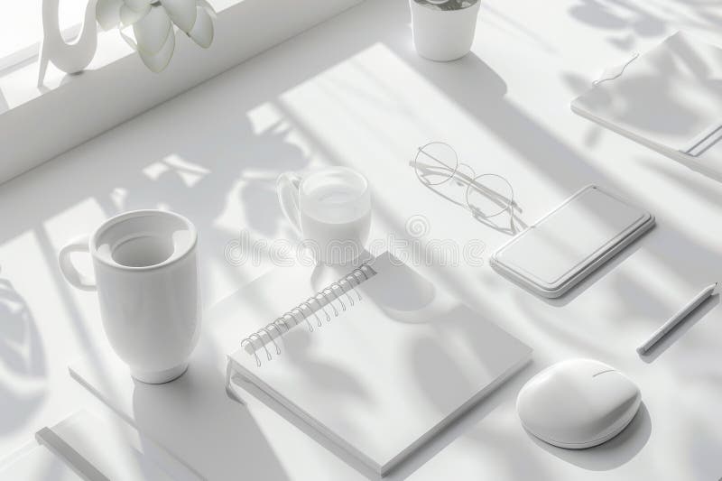 Business Desk White and Clean Design Professional. Stock Photo - Image ...