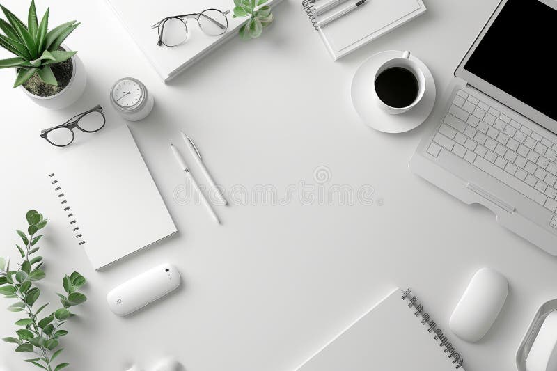 Business Desk White and Clean Design Professional. Stock Image - Image ...