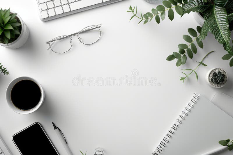 Business Desk White and Clean Design Professional. Stock Photo - Image ...