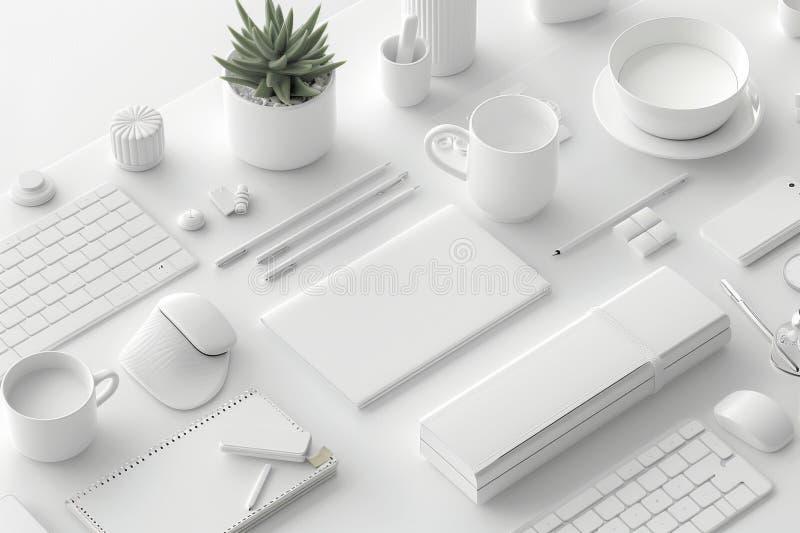 Business Desk White and Clean Design Professional. Stock Photo - Image ...