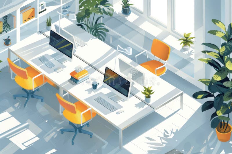 Business Desk White and Clean Design Professional. Stock Photo - Image ...