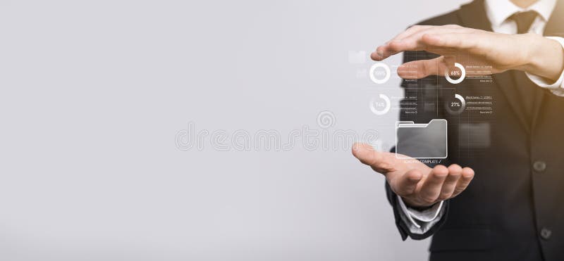 Business Developer Hand Using Board Framework on Virtual Modern ...