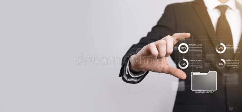 Business Developer Hand Using Board Framework on Virtual Modern ...