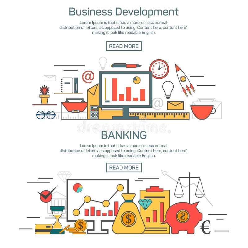 Business Development and Banking Banner Concepts in Linear Style Design ... Business Development and Banking Banner Concepts in Linear Style Design ...