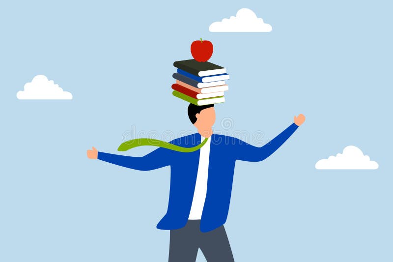 Business Development Books, Businessman Balance Books Stack on His Head ...