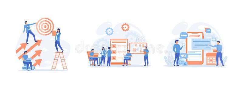 Business Development and Career Growth, Business Team Working, Digital Mobile Application ...