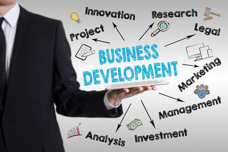 Business Development Concept. Chart with Keywords and Icons Stock Image ...