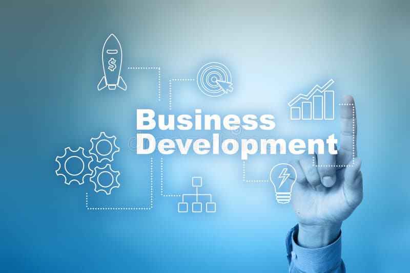 Business Development Concept, Strategy of Growth on Virtual Screen ...