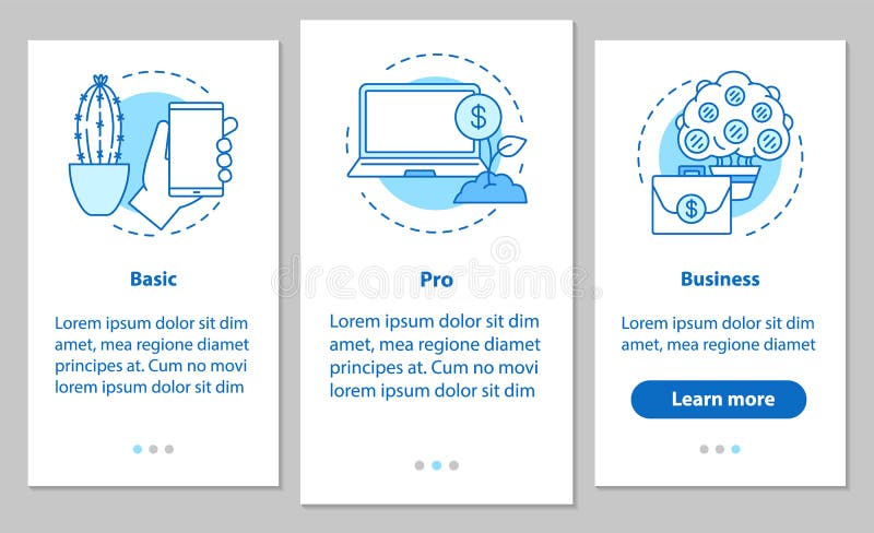 Business Development Onboarding Mobile App Page Screen with Line Stock ...