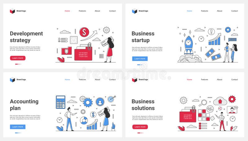 Business Development, Startup, Planning and Decision Strategy Set and Tiny People Stock Vector ...