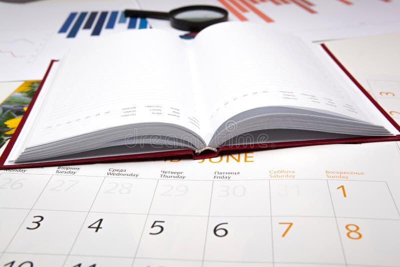 Business Diary with Calendar and Diagram Stock Photo - Image of search ...