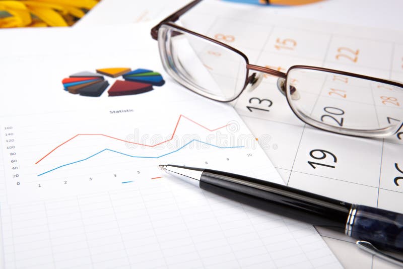Business Diary with Pen and Diagram Stock Image - Image of graph ...