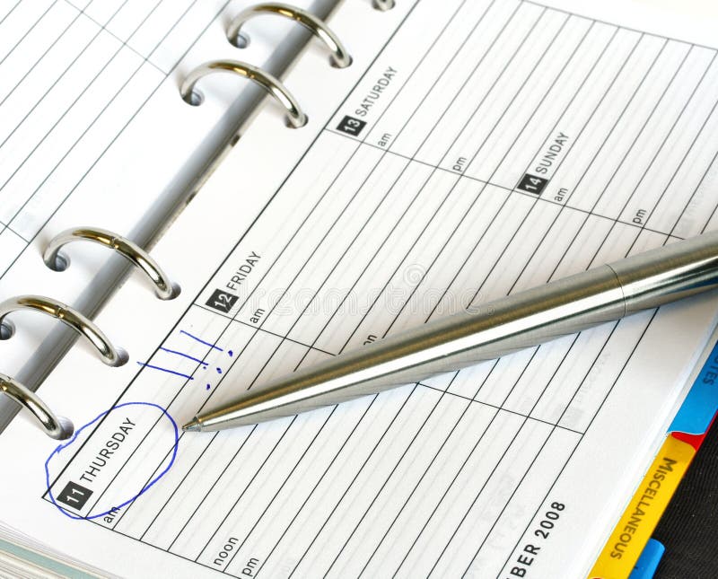 Organiser Diary Page stock image. Image of traditional - 79193063