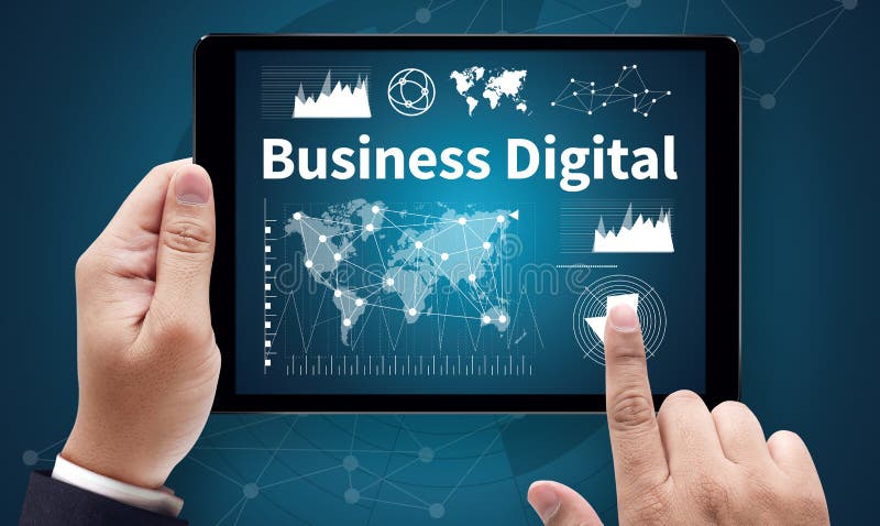 Business Digital Businessman Hand Working on Laptop Computer and Stock ...