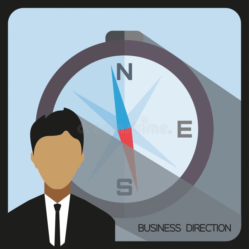 Business Direction with a Person and Compass, Flat Design Stock Vector ...